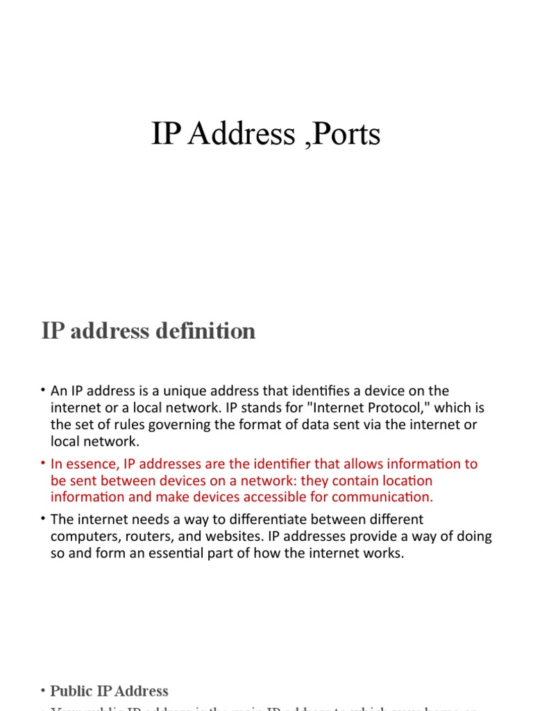 IP Address, Ports | PDF | Port (Computer Networking) | Computer Network