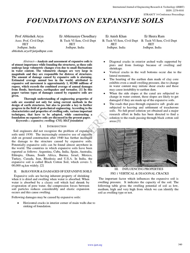 Ijert Ijert: Foundations On Expansive Soils | PDF | Foundation ...