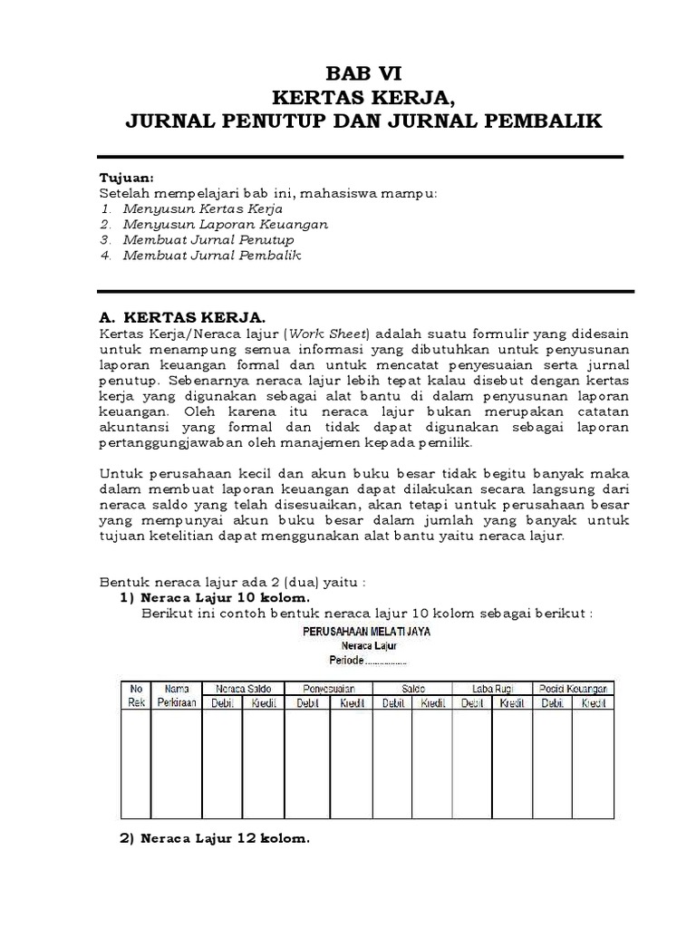 KERTAS KERJA, Jurnal Penutup Perusahaan Dagang | PDF