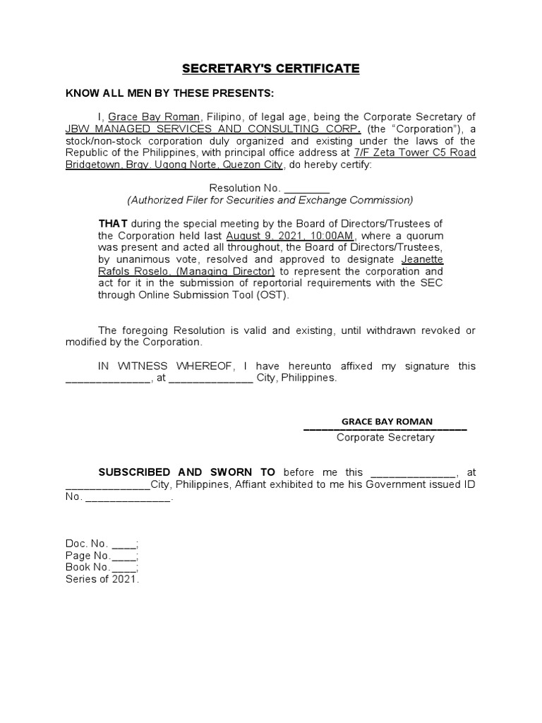 Secretary Certificate.a67e98d7 | PDF