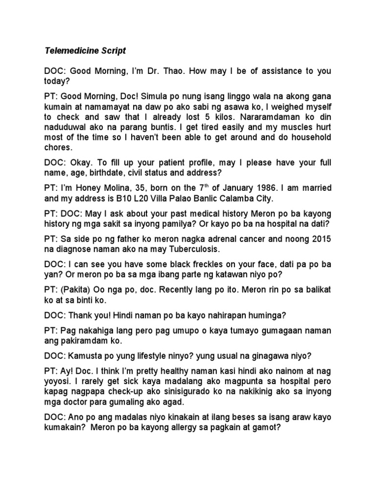 Nursing Assessment/Interview Script | PDF