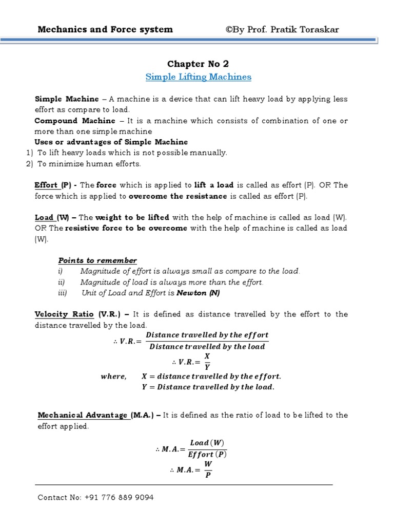 Simple Lifting Machines | PDF | Machines | Classical Mechanics