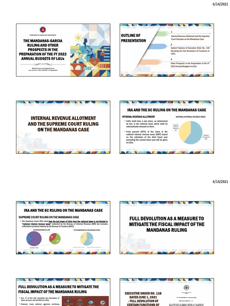 Mandanas-Garcia Ruling and FY 2022 Budgets | PDF | Internal Revenue ...