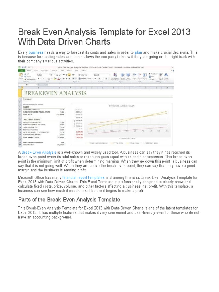 Break Even Analysis Template | PDF | Market (Economics) | Economies