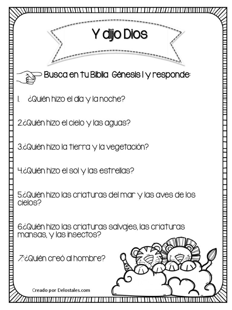 Creación según Génesis: Actividades Bíblicas | PDF | Narrativa de la ...