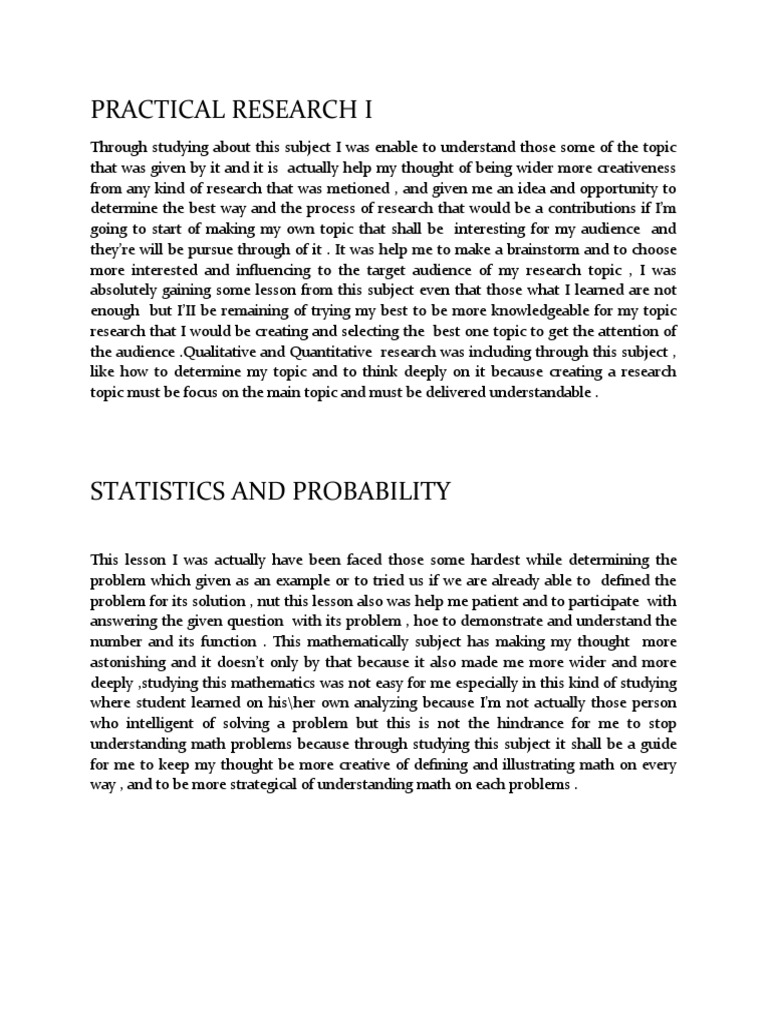 Practical Research I | PDF | Physical Education | Behavior Modification