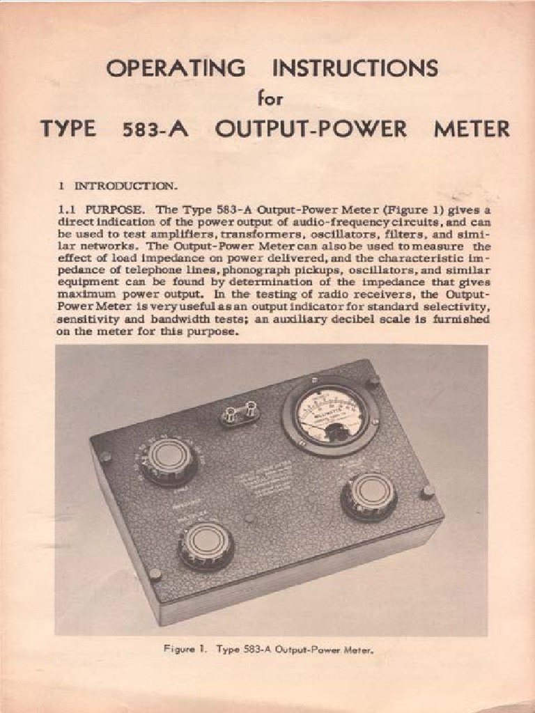 583-A Power Output Meter | PDF | Electrical Impedance | Decibel