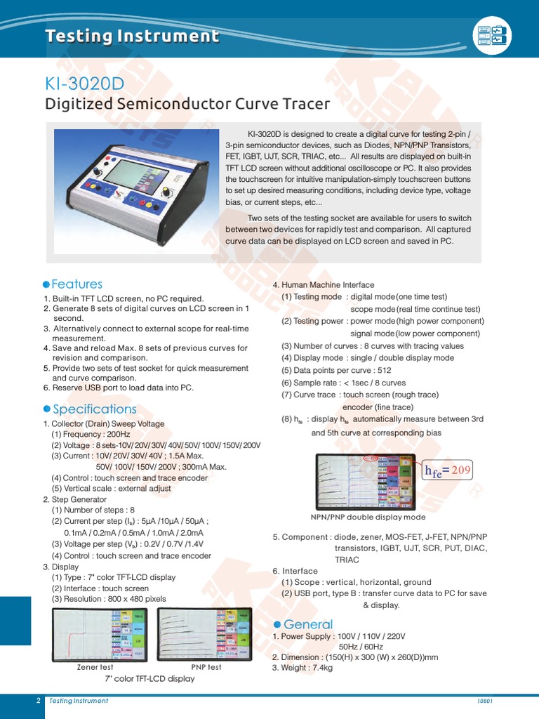 Testing Instrument: Digitized Semiconductor Curve Tracer | PDF ...