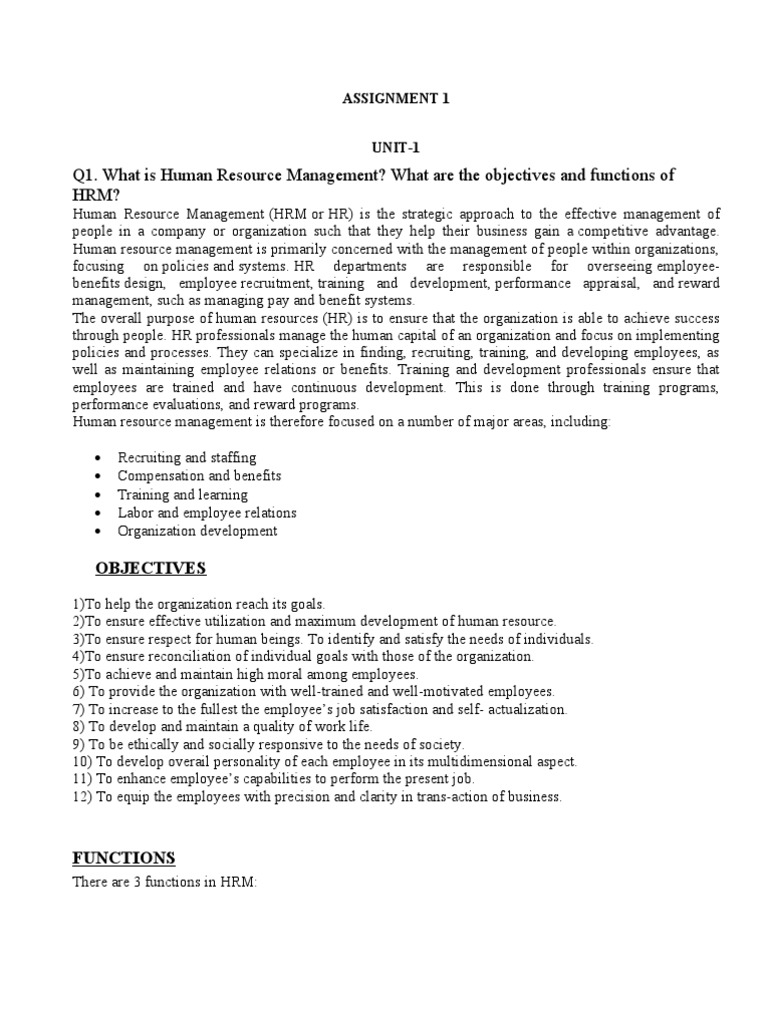 Assignment 1 HRM | PDF | Human Resource Management | Human Resources