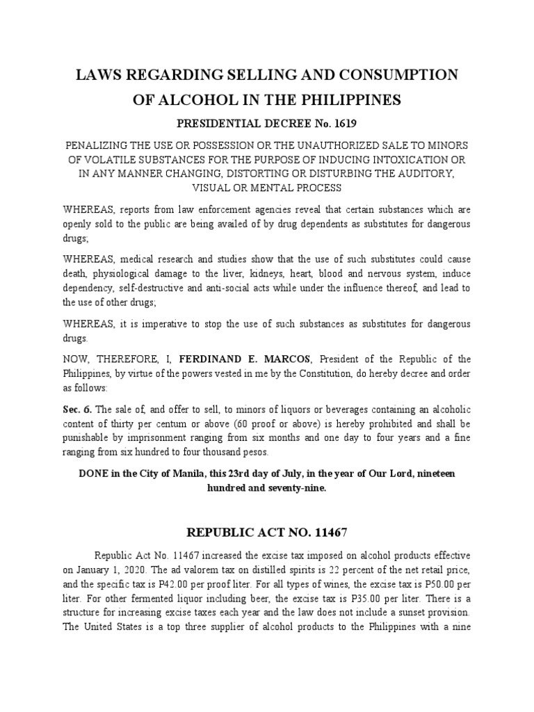 Alcohol Regulations in Manila, Philippines | PDF | Alcoholic Drinks ...