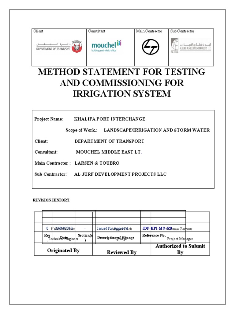 METHOD STATEMENT FOR System Commissinig and Testing - Rev 0 | PDF ...
