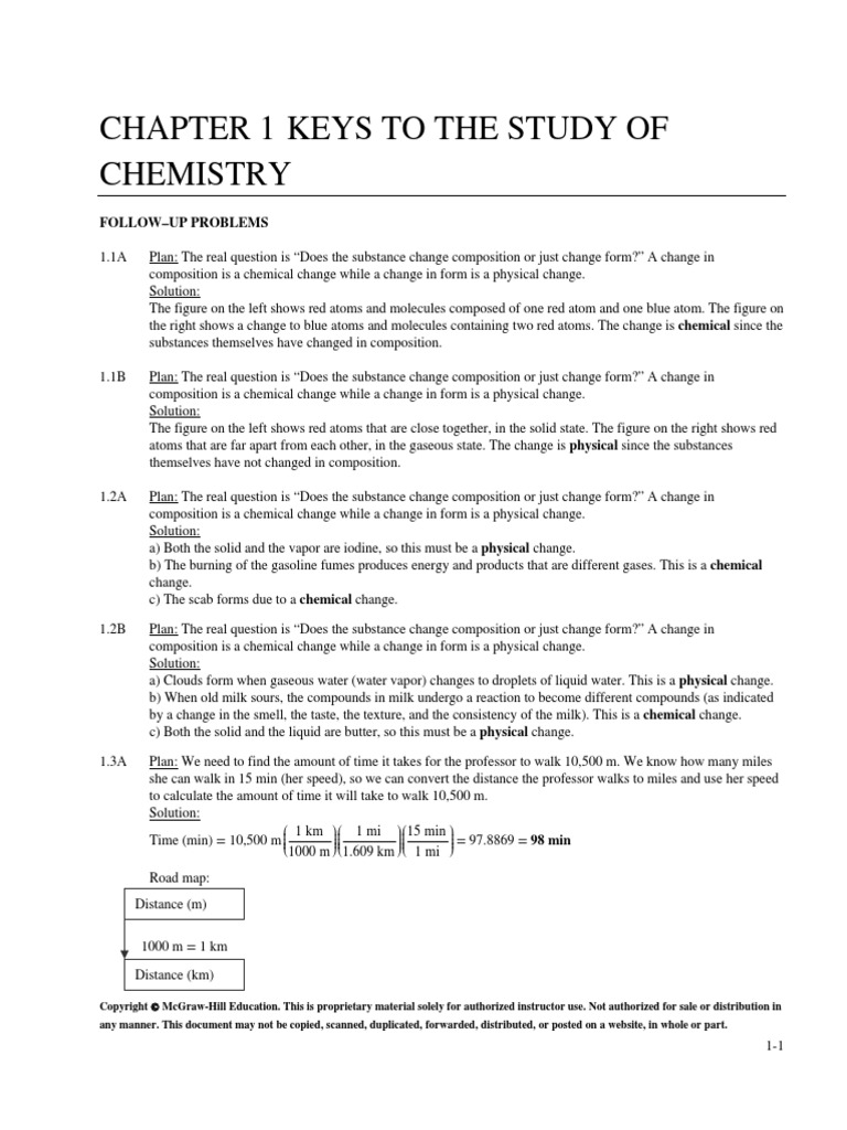 Chapter 1 Keys To The Study of Chemistry: Follow-Up Problems | PDF ...