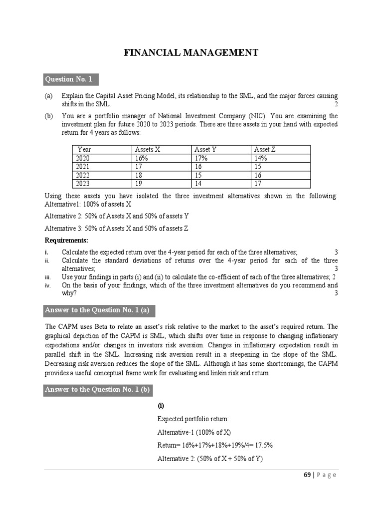 Financial Management: Question No. 1 | PDF | Net Present Value | Bonds ...