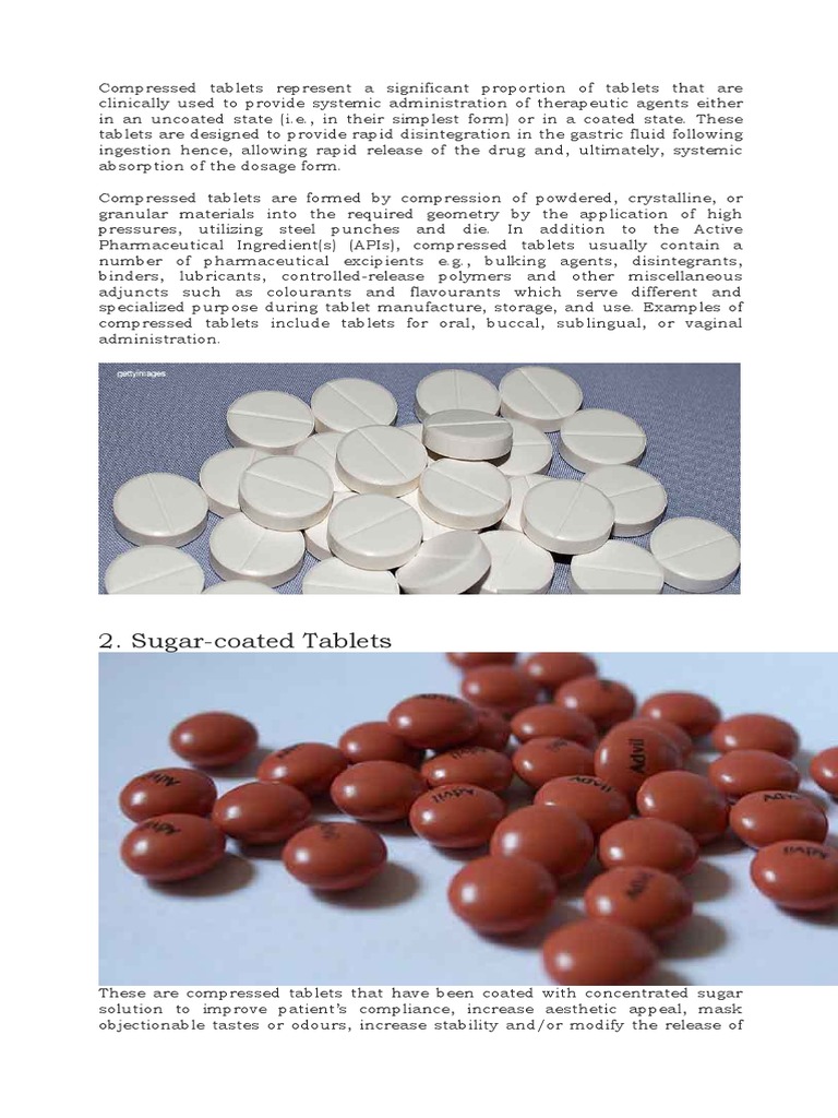 Types of Tablets | PDF | Tablet (Pharmacy) | Chemistry