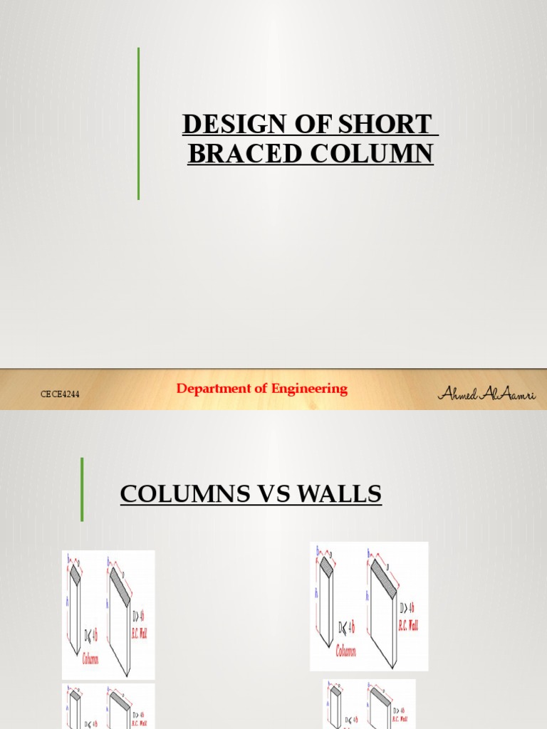 Design of Short Braced Columns | PDF | Beam (Structure) | Column