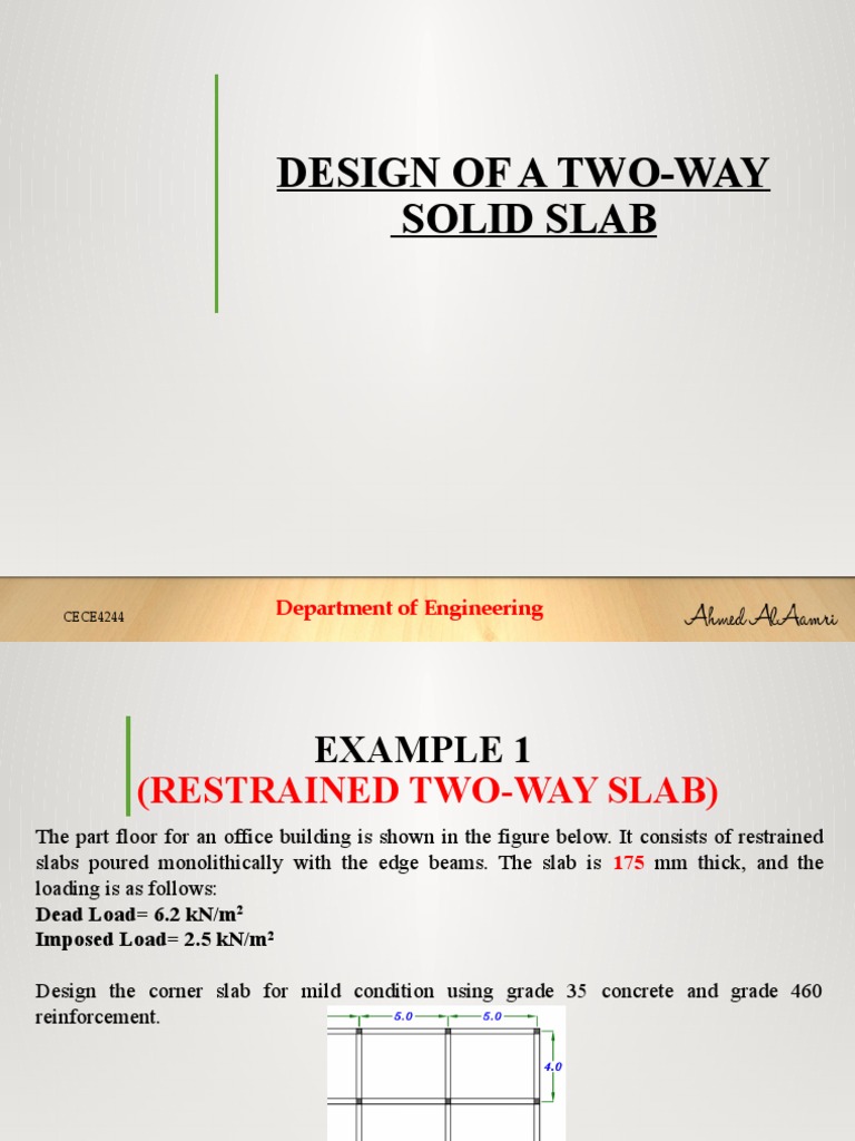 4 - Design of A Two Way Solid Slabs To BS8110 | PDF | Beam (Structure) | Concrete
