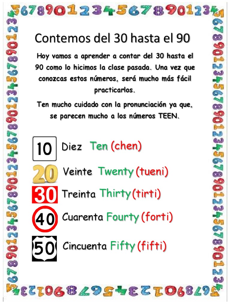 Numbers 30 To 90 | PDF