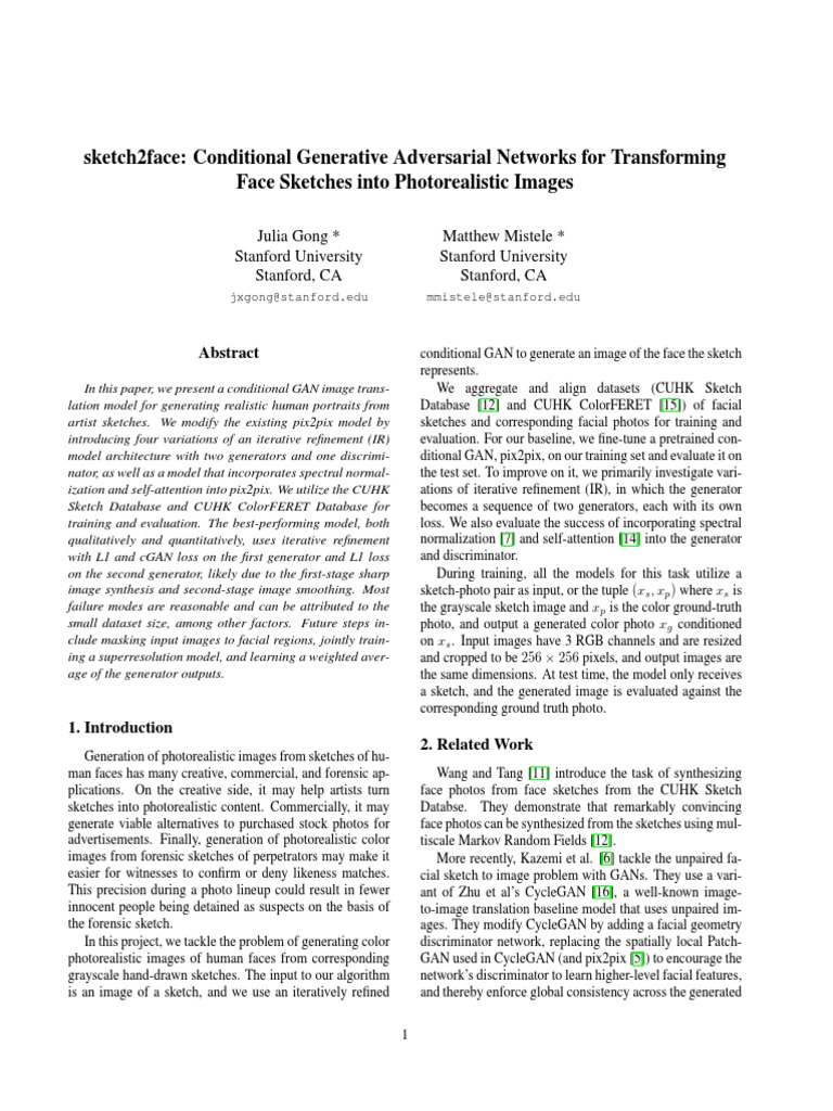 Sketch2face: Conditional Generative Adversarial Networks For Transforming Face Sketches Into ...