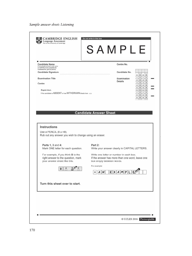 FCE Mock April 2021 Listening Answer Sheet | PDF