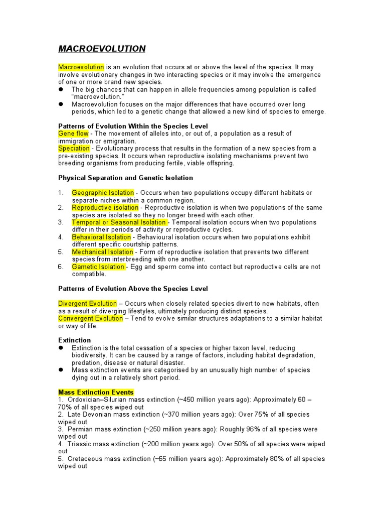 Macroevolution and Speciation Guide | PDF | Evolution | Taxonomy (Biology)