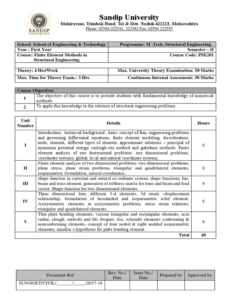 Semester II Syllabus M.tech Structural Engg | PDF | Structural Analysis ...