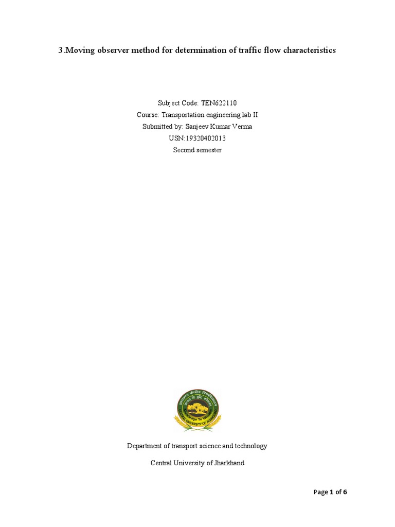 Moving Observer Method For Determination of Traffic Flow ...