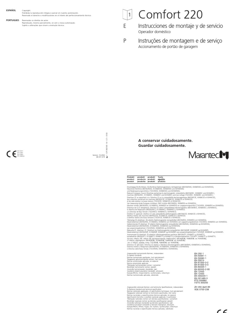Manual Marantec Comfort 220 | PDF | Equipo | Metalurgia