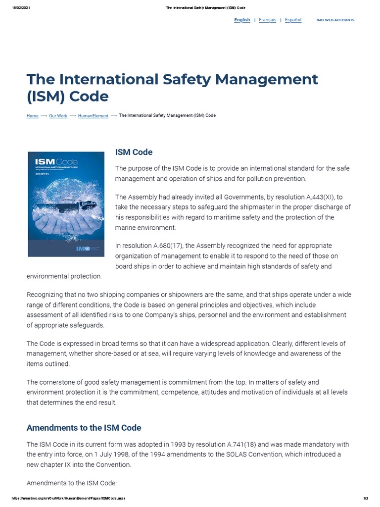 The International Safety Management (ISM) Code | PDF | Safety ...