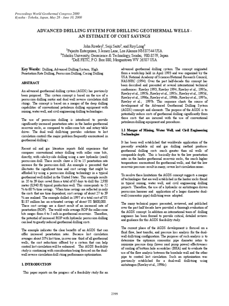 Casing Drilling Geothermal Well | Download Free PDF | Oil Well ...