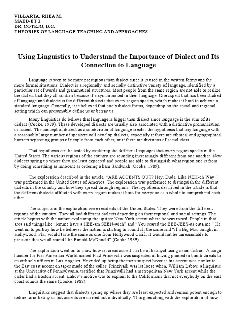 Sample Linguistic Research | PDF | Dialect | Linguistics