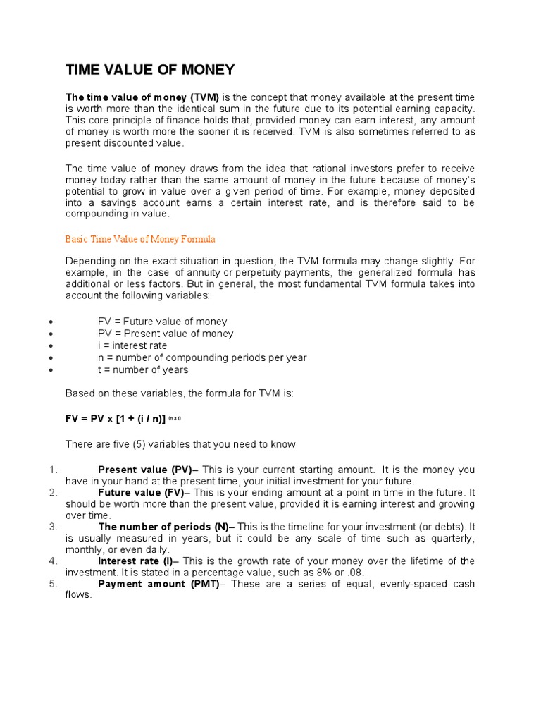 Basic Time Value of Money Formula | Download Free PDF | Time Value Of ...