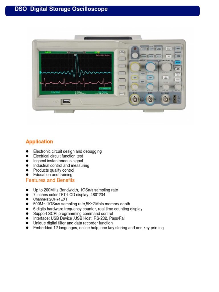 DSO Digital Storage Oscilloscope: Application | PDF | Electricity ...