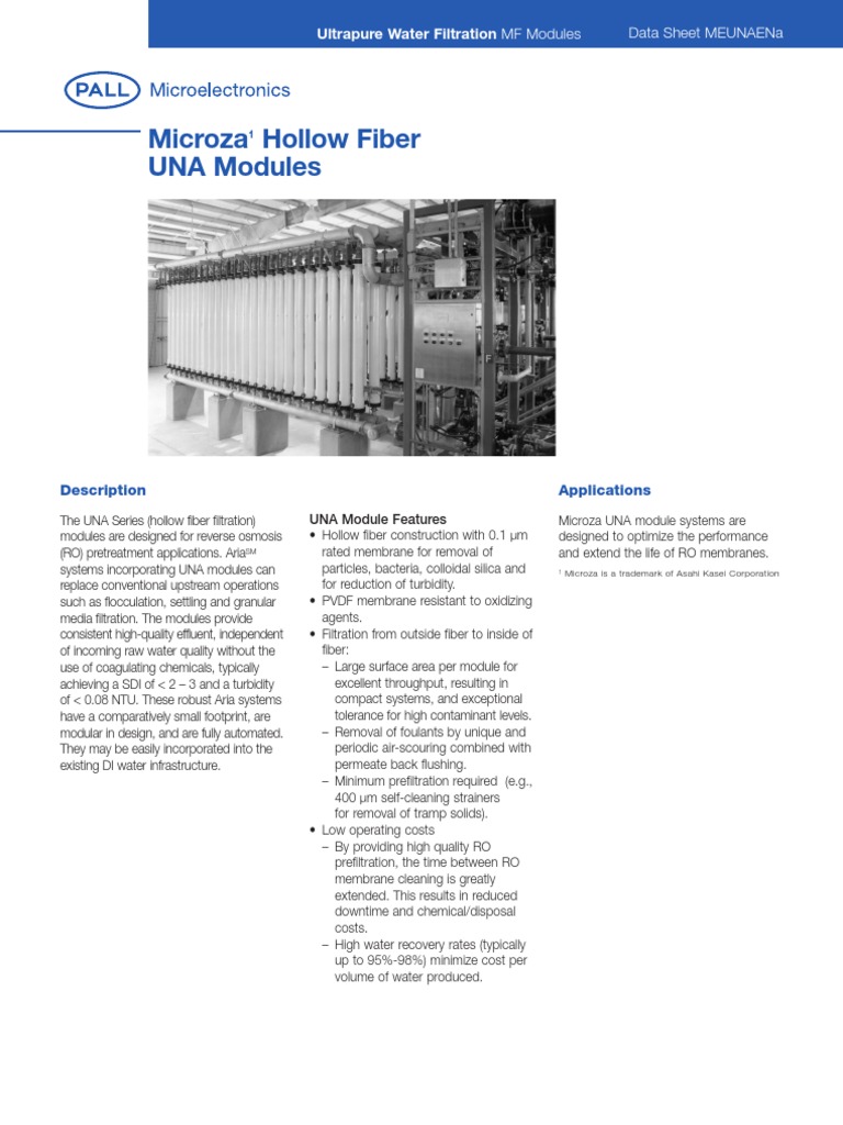 Microza Hollow Fiber UNA Modules: Ultrapure Water Filtration | PDF ...