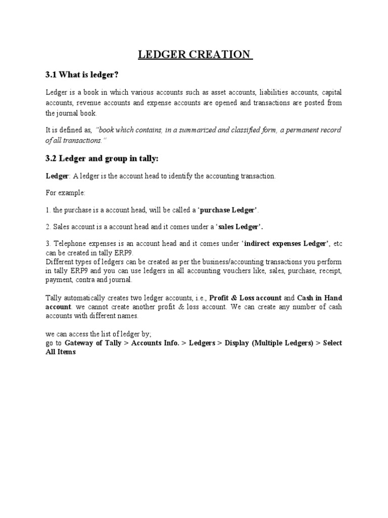 Ledger Creation | PDF | Expense | Accounting