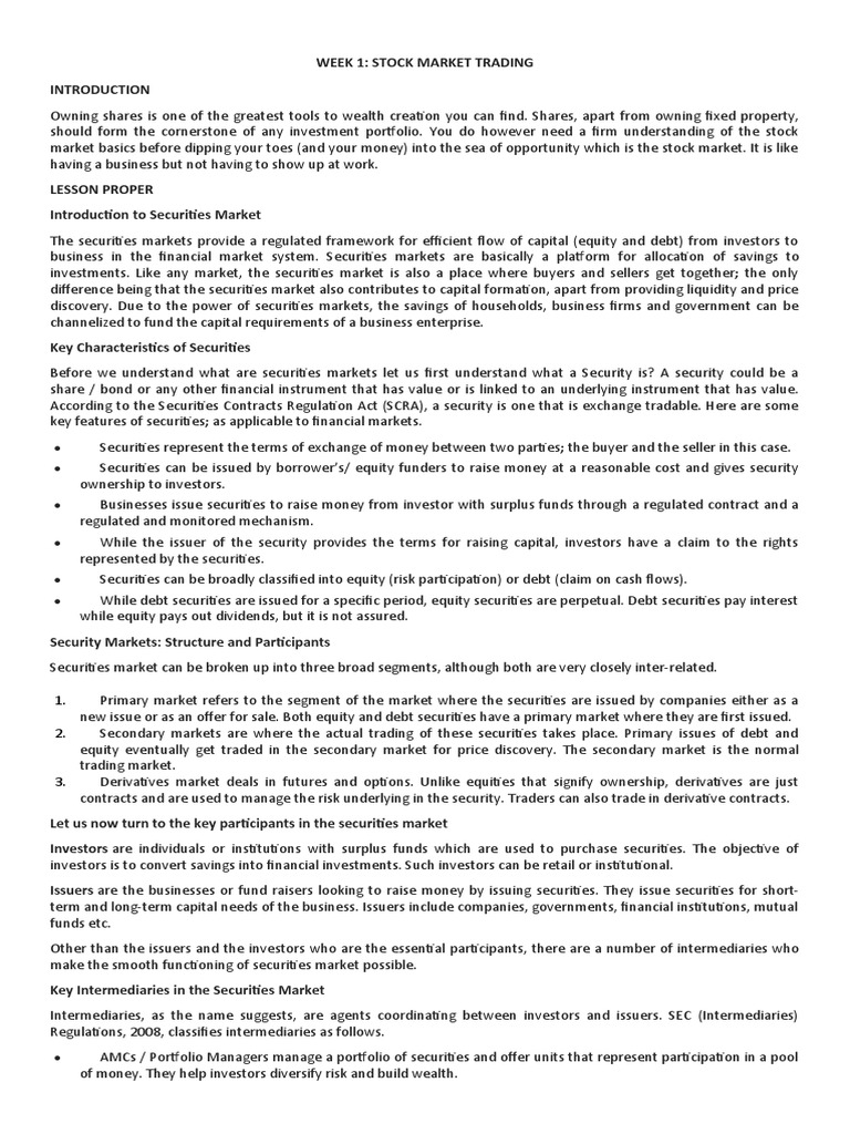 Understanding the Basics of Stock Market Trading and Investing | PDF ...