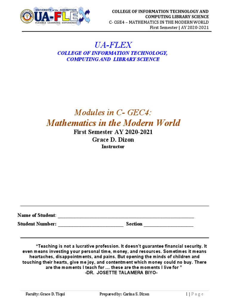 Mathematics in The Modern World: Ua-Flex | PDF | Statistics | Mathematics