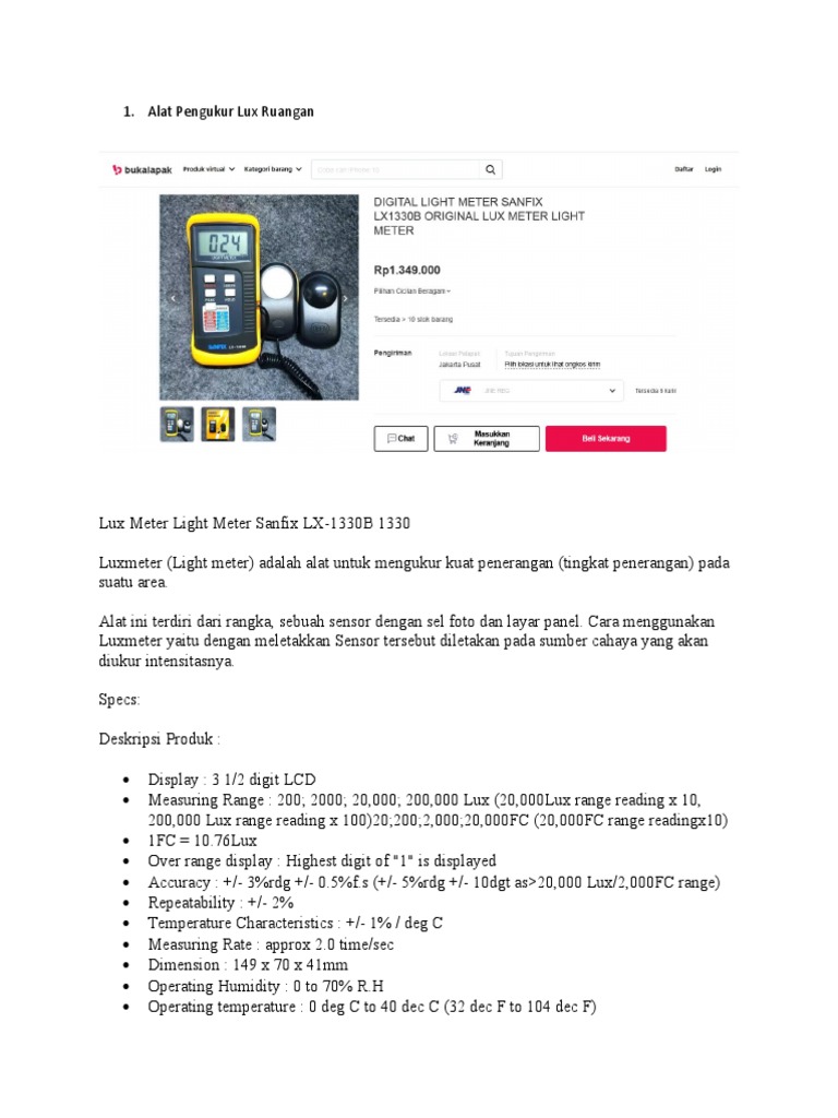 Alat Pengukur Lux Ruangan | PDF