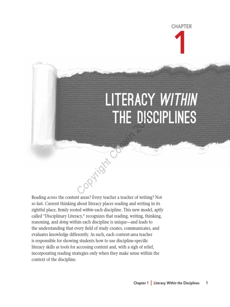 Chapter 1 Literacy Within The Disciplines | PDF | Literacy | Teachers