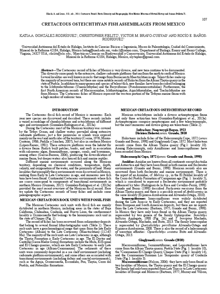 Cretaceous Osteichthyans of Mexico | PDF | Cretaceous | Limestone