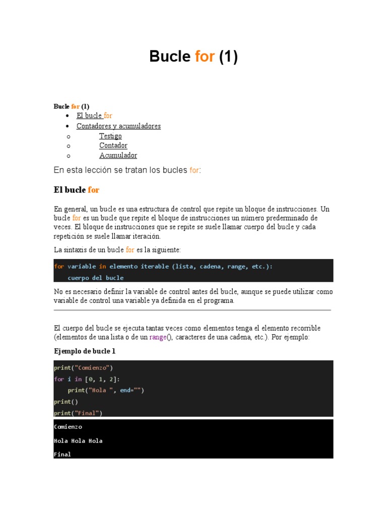 GUIA03 Bucle FOR Python | PDF | Flujo de control | Ingeniería Informática