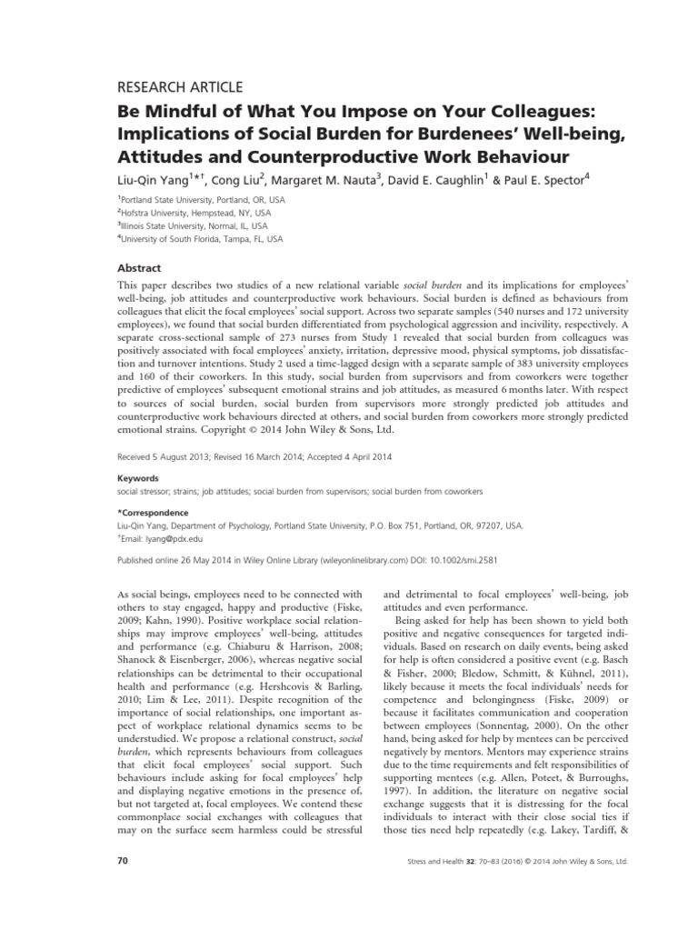 Be Mindful of What You Impose On Your Colleagues - Implications of ...