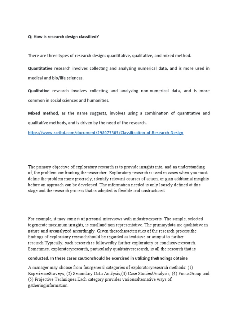 Classification of Designs | PDF | Qualitative Research | Quantitative ...