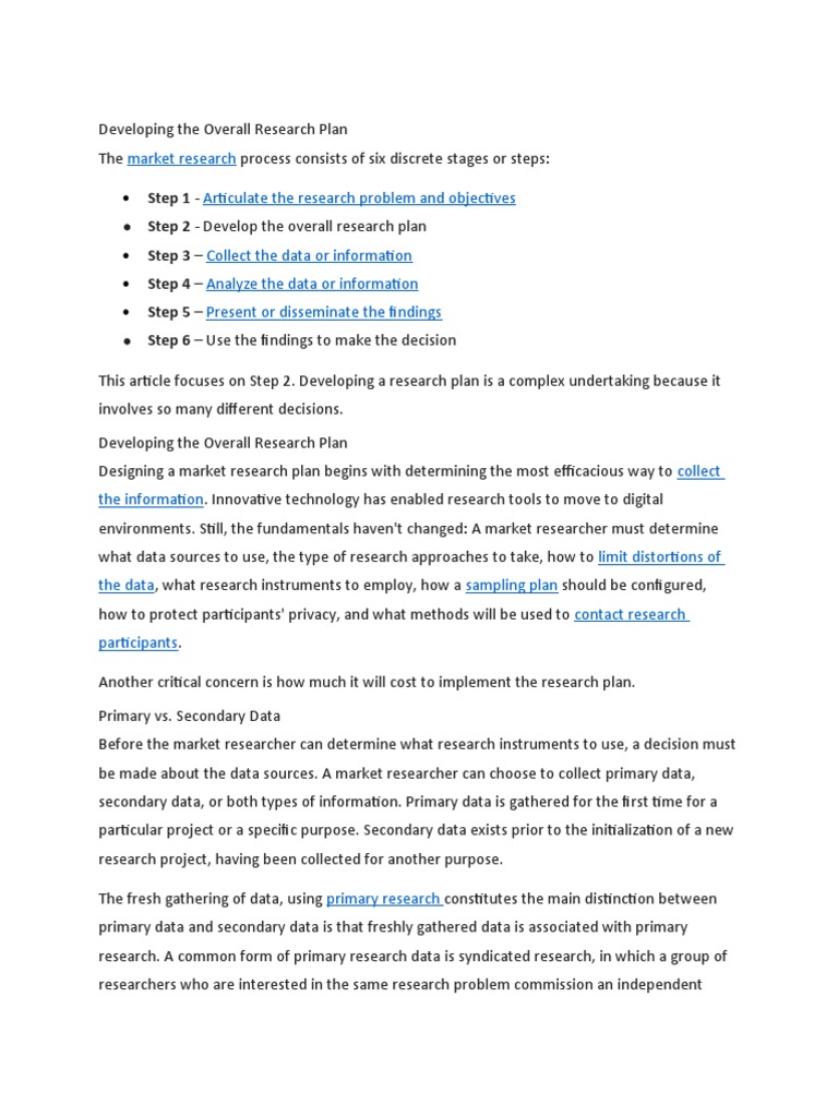 Developing a Market Research Plan | PDF | Survey Methodology | Data