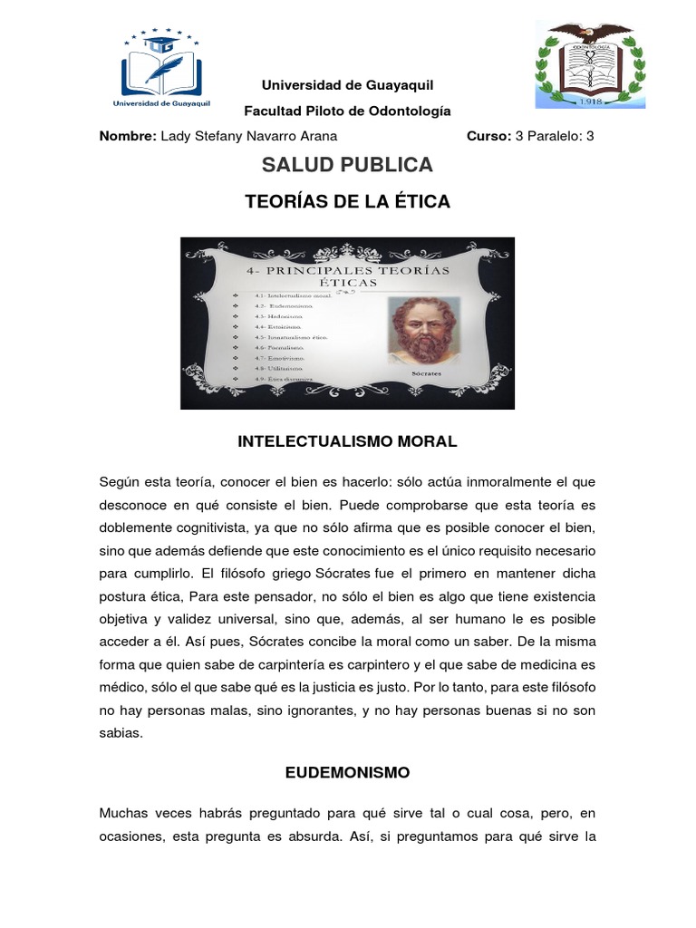 Tarea de Las Teorias de La Ética | PDF | Moralidad | Hedonismo