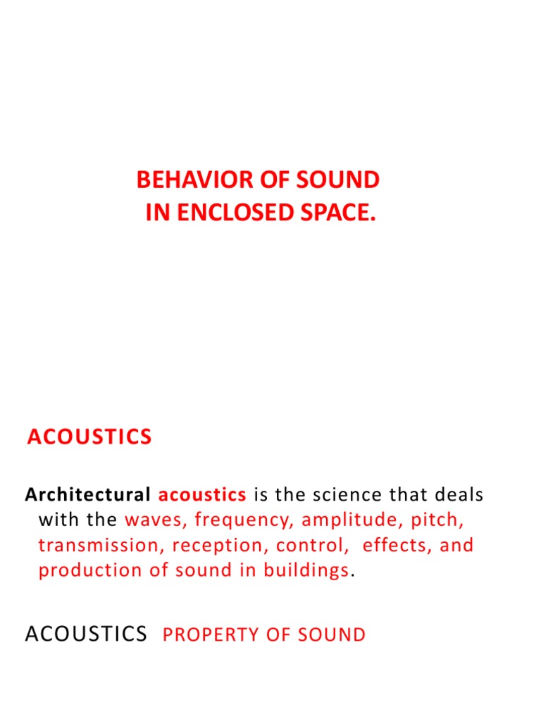LECTURE 1 Behaviour of Sound in Enclosed Spaces | PDF | Sound | Waves