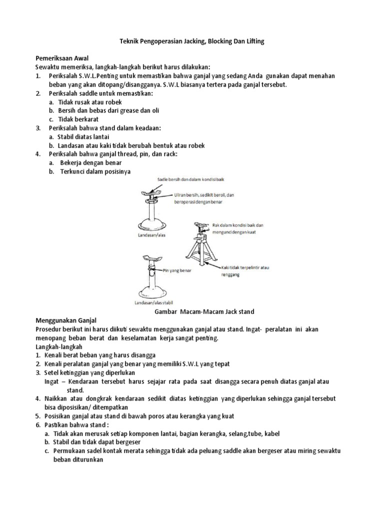PDTO - Cara Penggunaan Jacking Blockin Dan Lifting | PDF