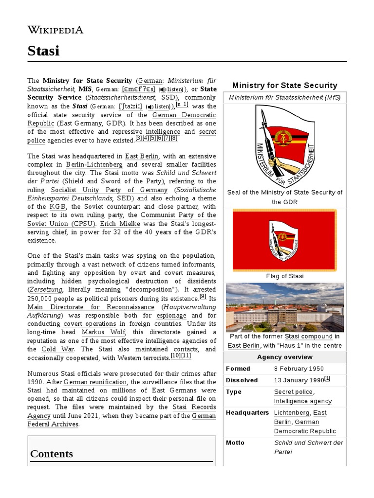 Stasi | PDF | Stasi | National Security