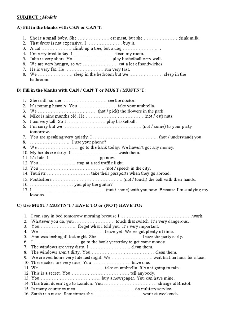 Modals - Exercises | PDF