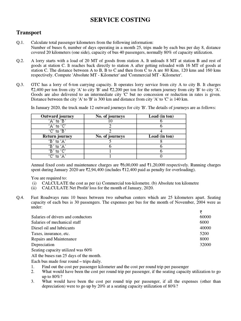 Service Costing | Download Free PDF | Teachers | Bus