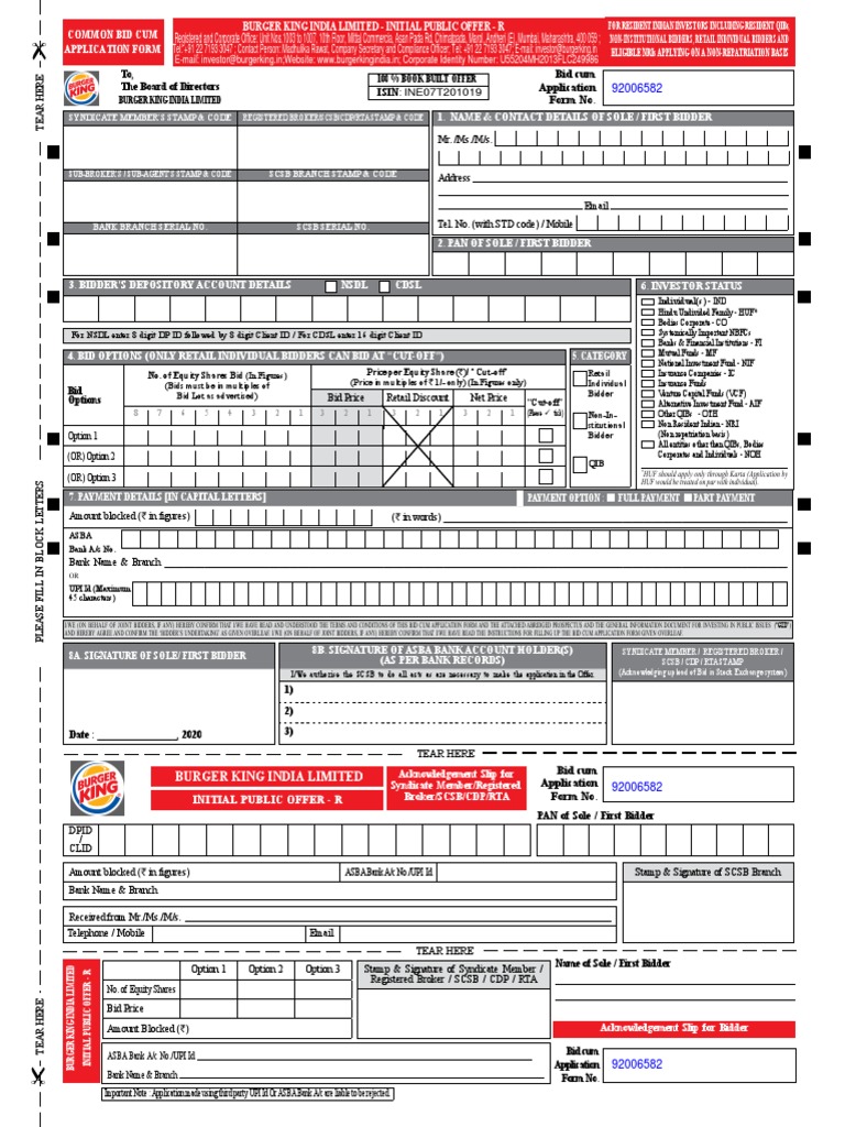 BURGERKING IPO Form | PDF | Securities Act Of 1933 | Securities (Finance)